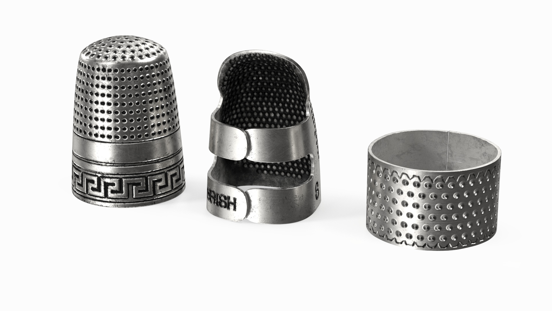 Quilting Thimbles Silver Set 3D Model - TurboSquid 2065222