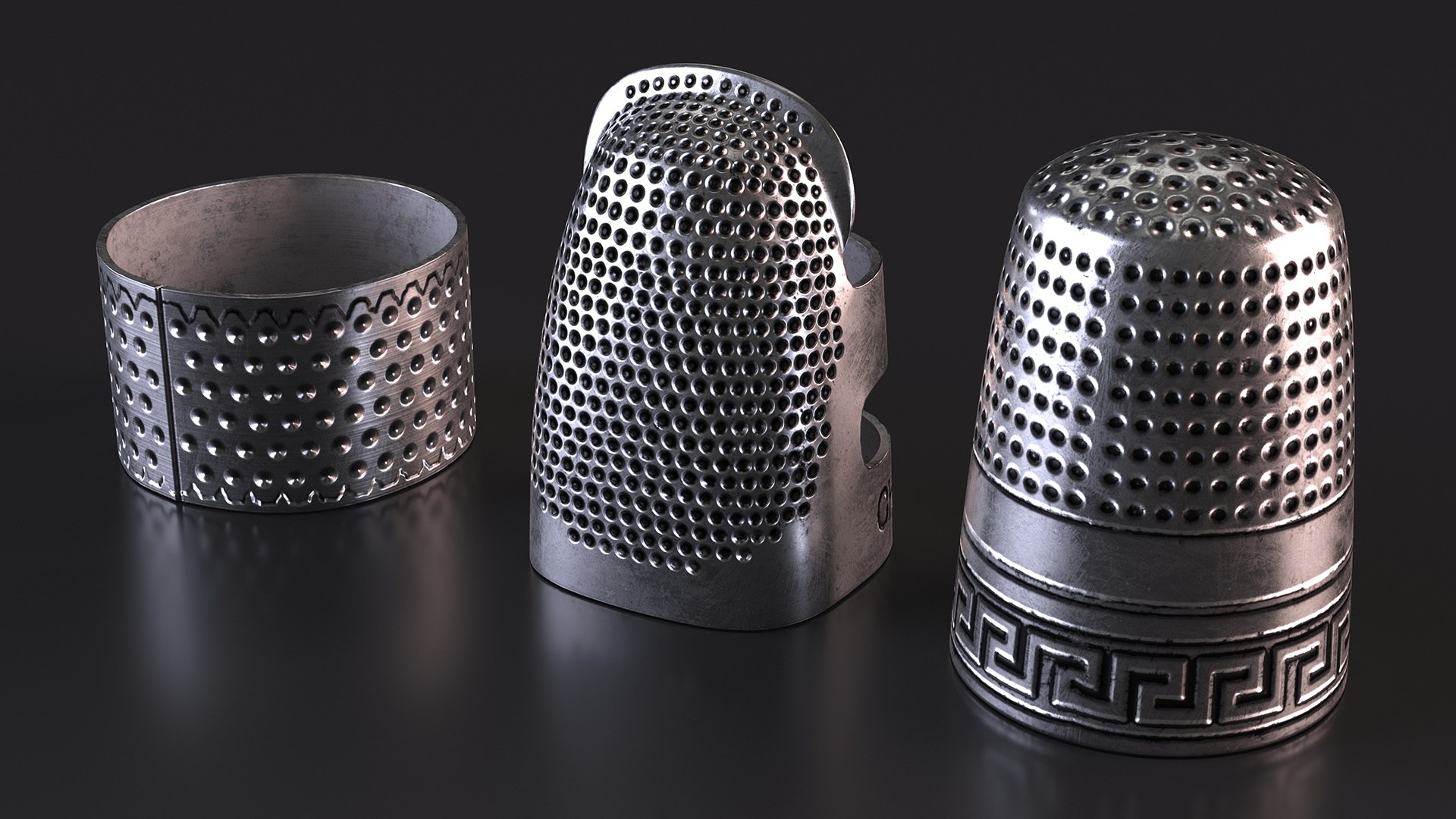 Quilting Thimbles Silver Set 3D Model - TurboSquid 2065222