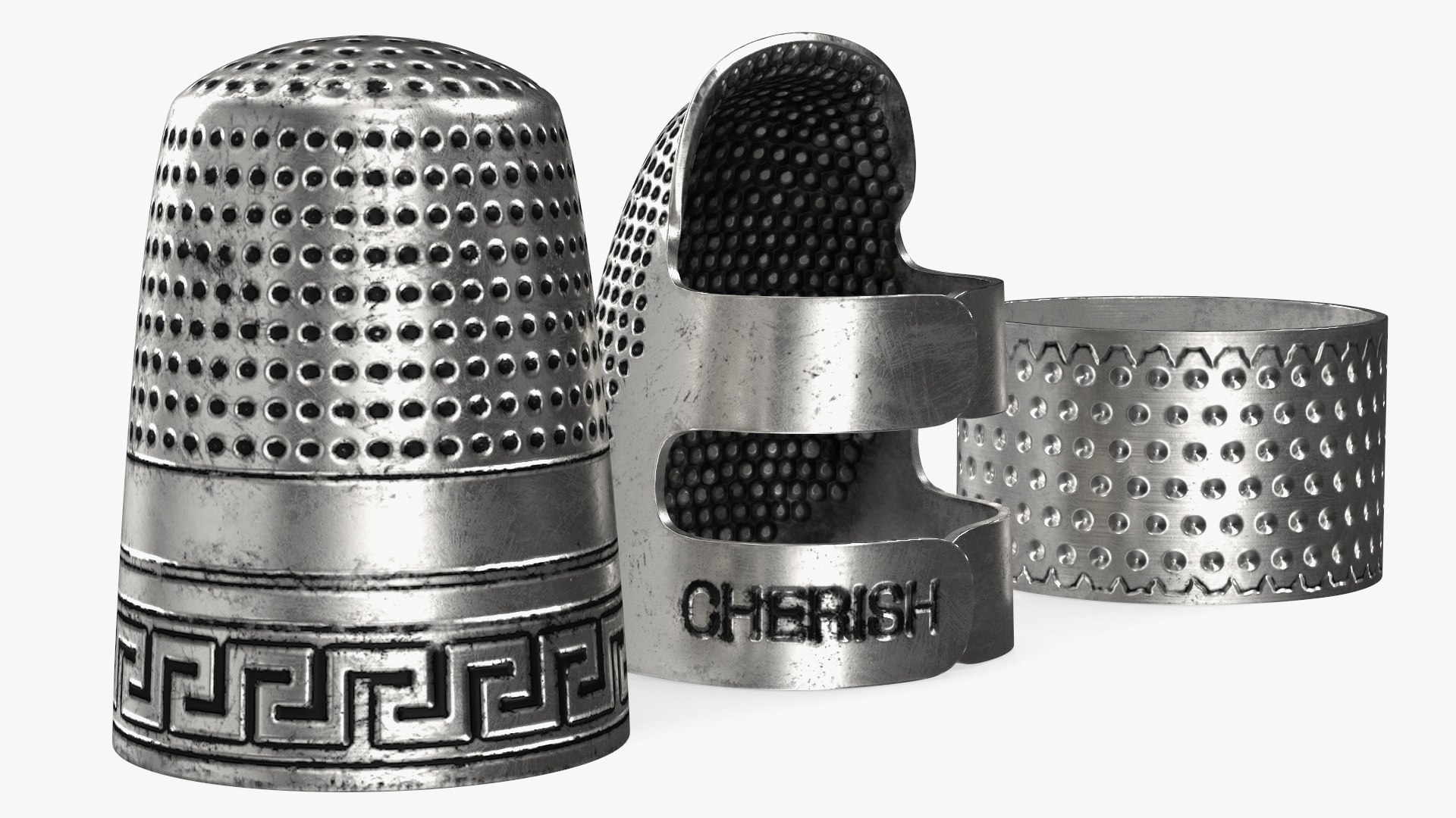 Quilting Thimbles Silver Set 3D Model - TurboSquid 2065222