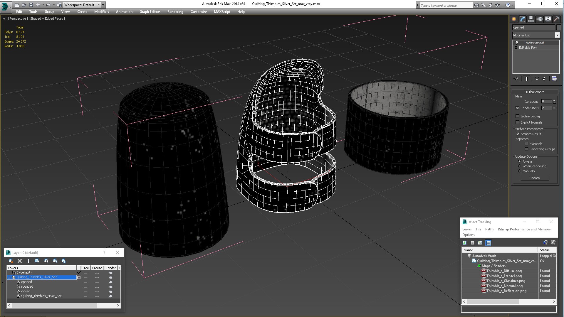 Quilting Thimbles Silver Set 3D Model - TurboSquid 2065222