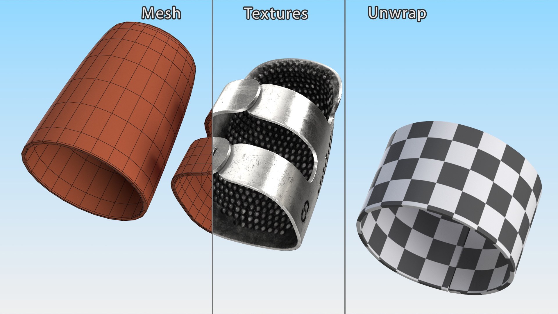 Quilting Thimbles Silver Set 3D Model - TurboSquid 2065222