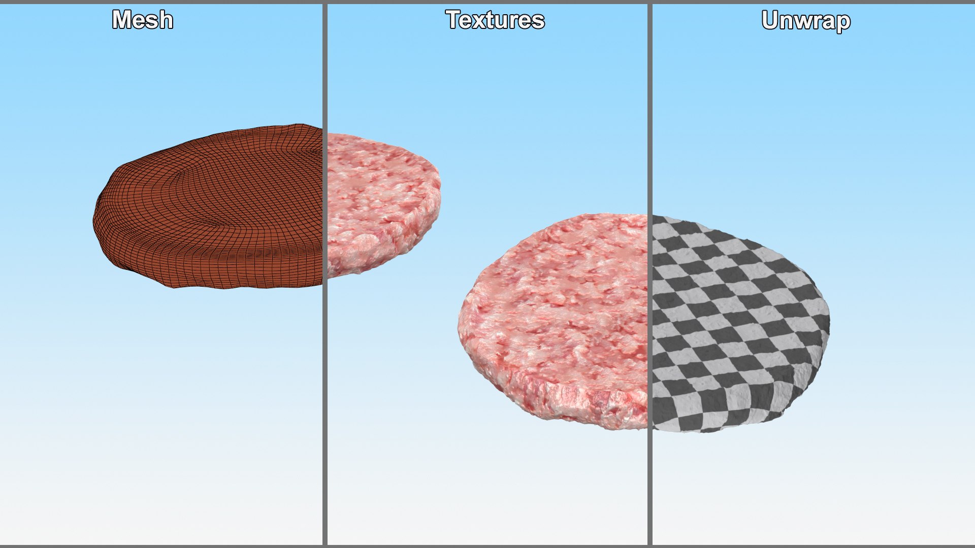3D Model Raw Burger Patty - TurboSquid 2328656