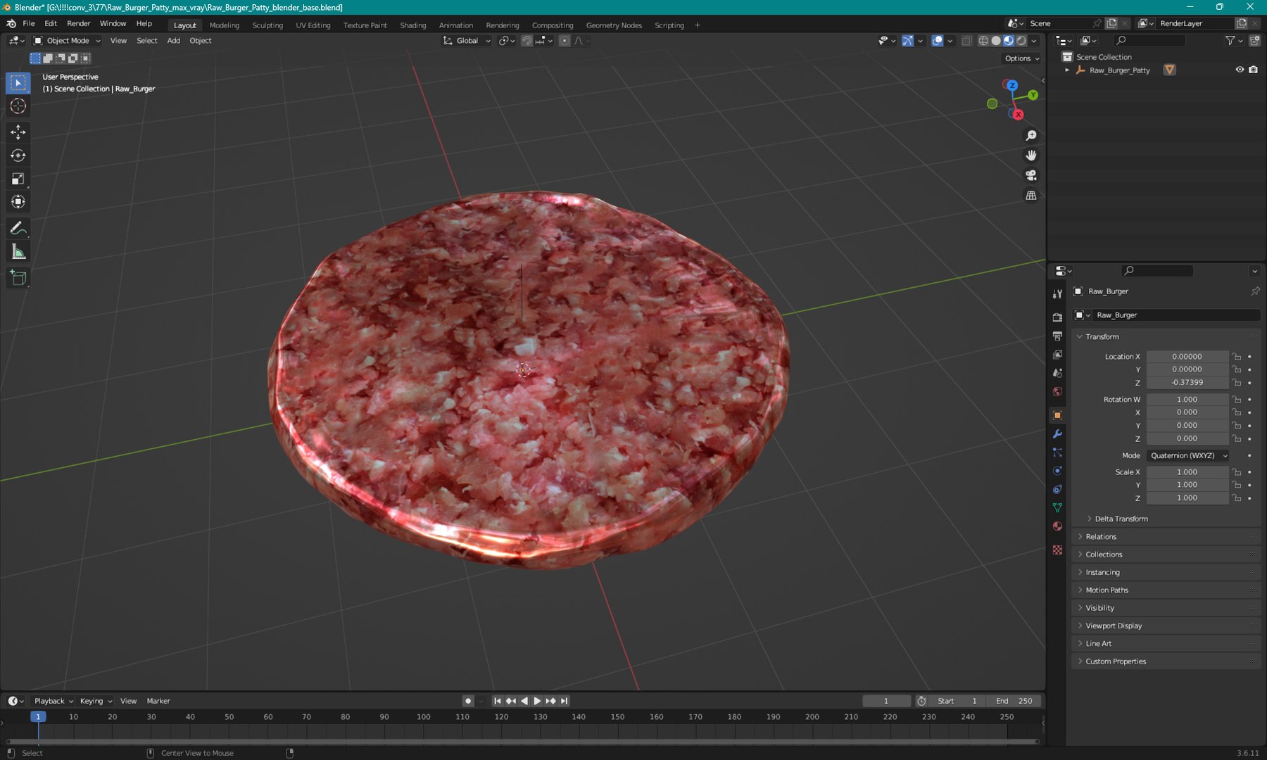 3D Model Raw Burger Patty - TurboSquid 2328656