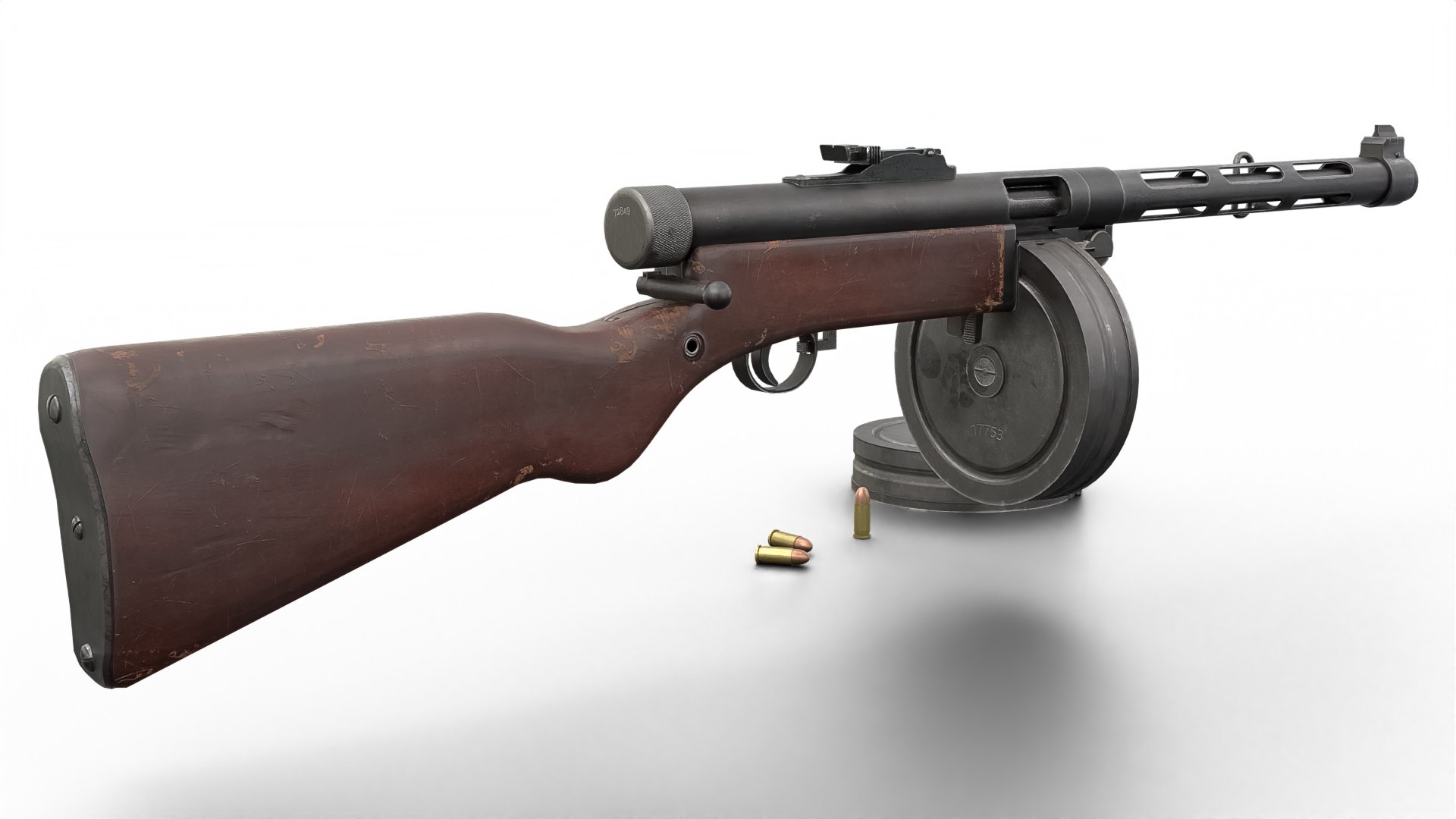 3D WWII Submachine Gun Drum Magazine Model - TurboSquid 2422834