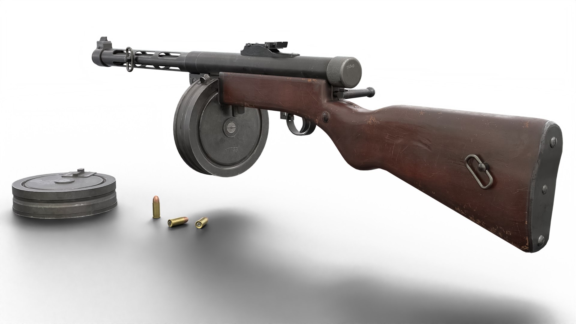 3D WWII Submachine Gun Drum Magazine Model - TurboSquid 2422834