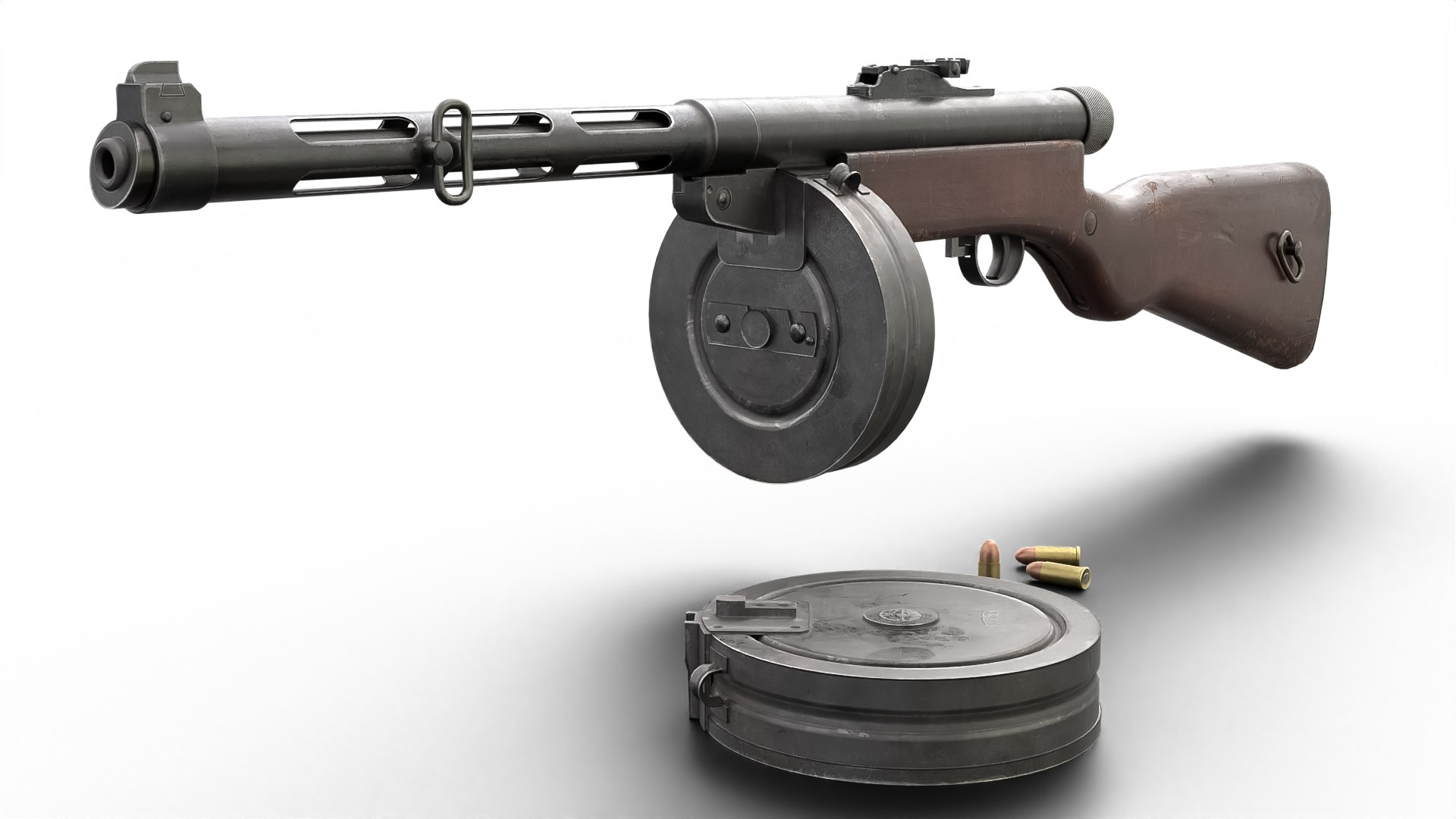 3D WWII Submachine Gun Drum Magazine Model - TurboSquid 2422834