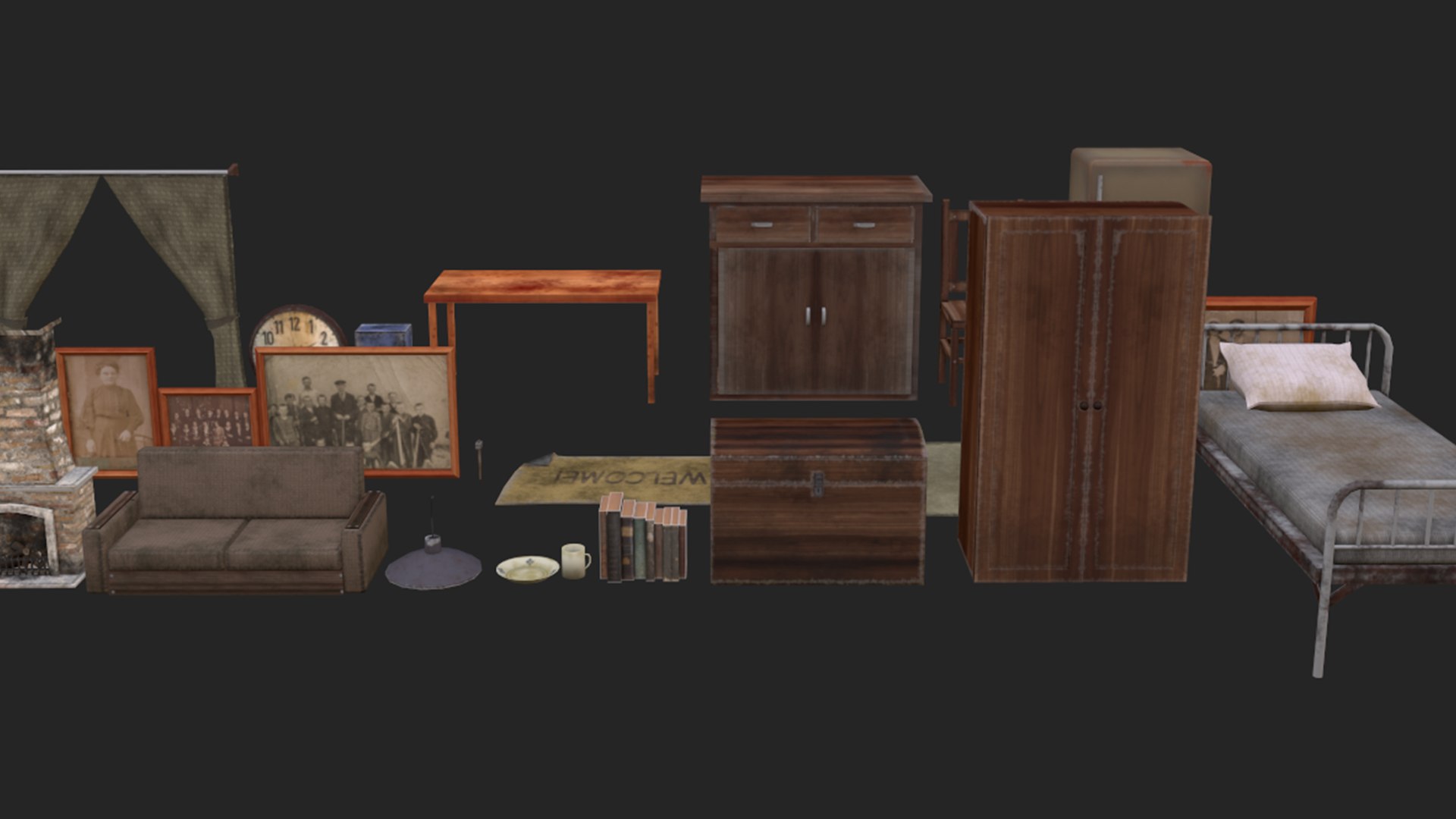 3D Vintage Interior Pack - TurboSquid 1953194