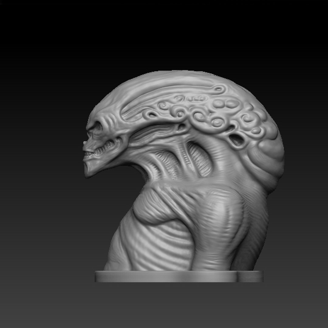 Bust Alien 3d Model