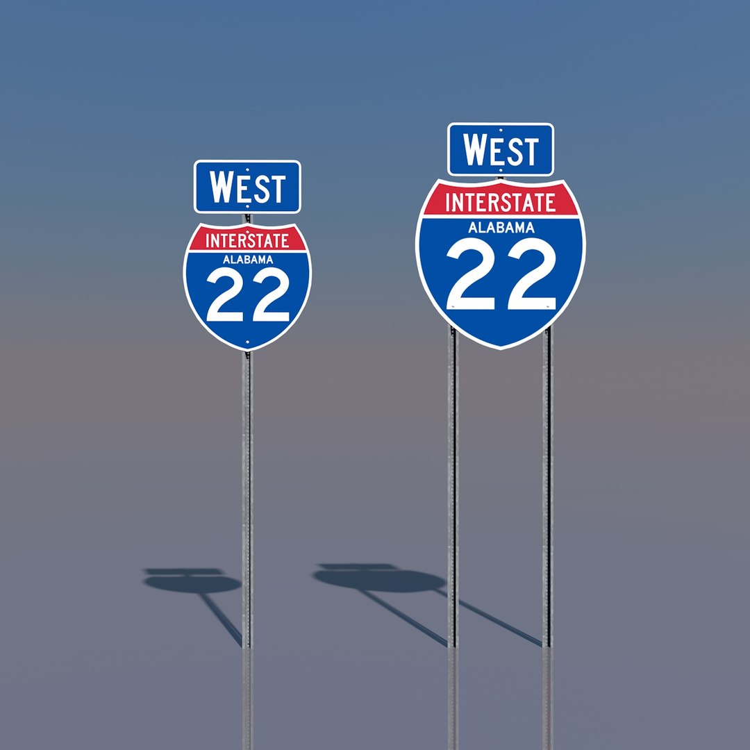 Interstate 22 Signs Alabama 3d C4d