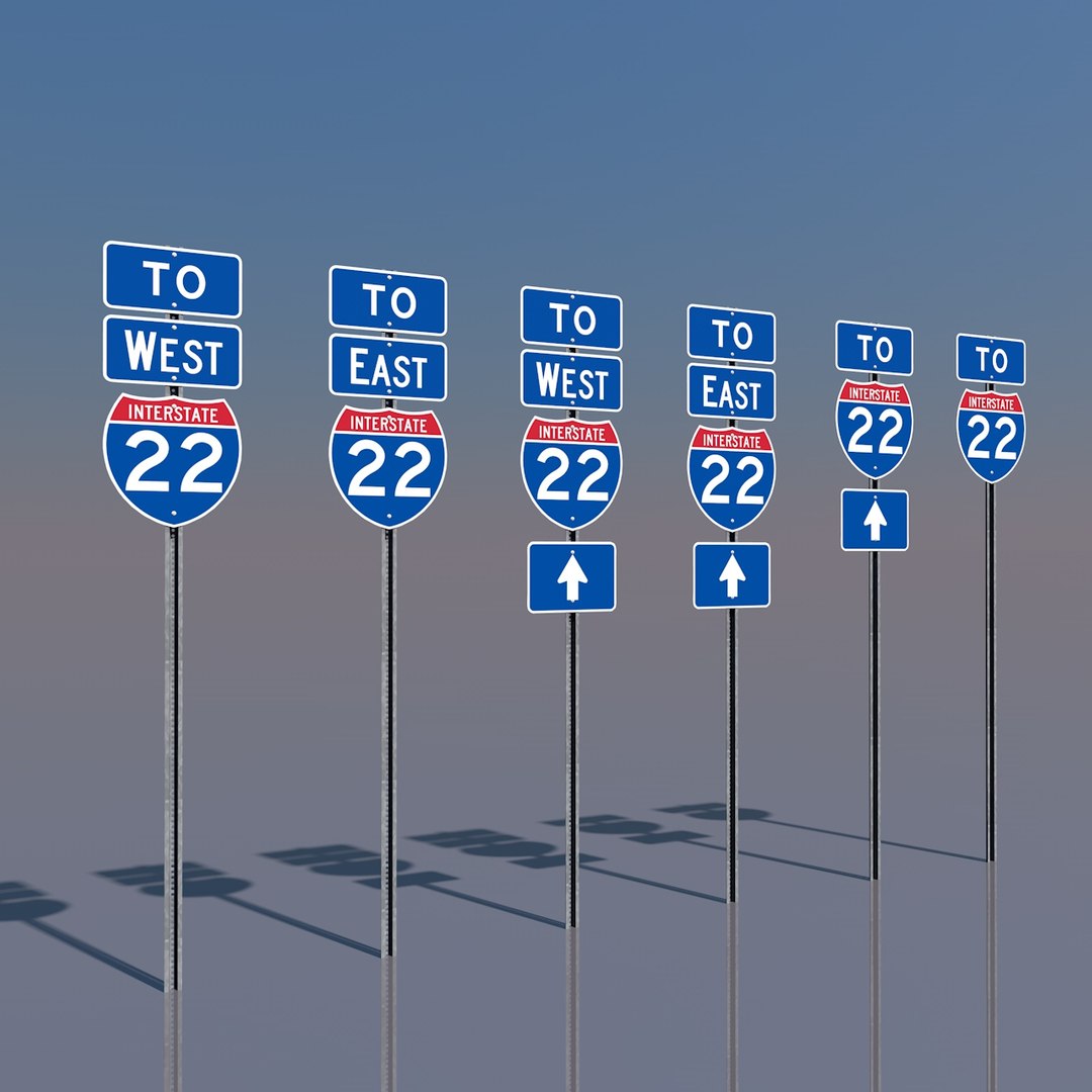 Interstate 22 Signs Alabama 3d C4d