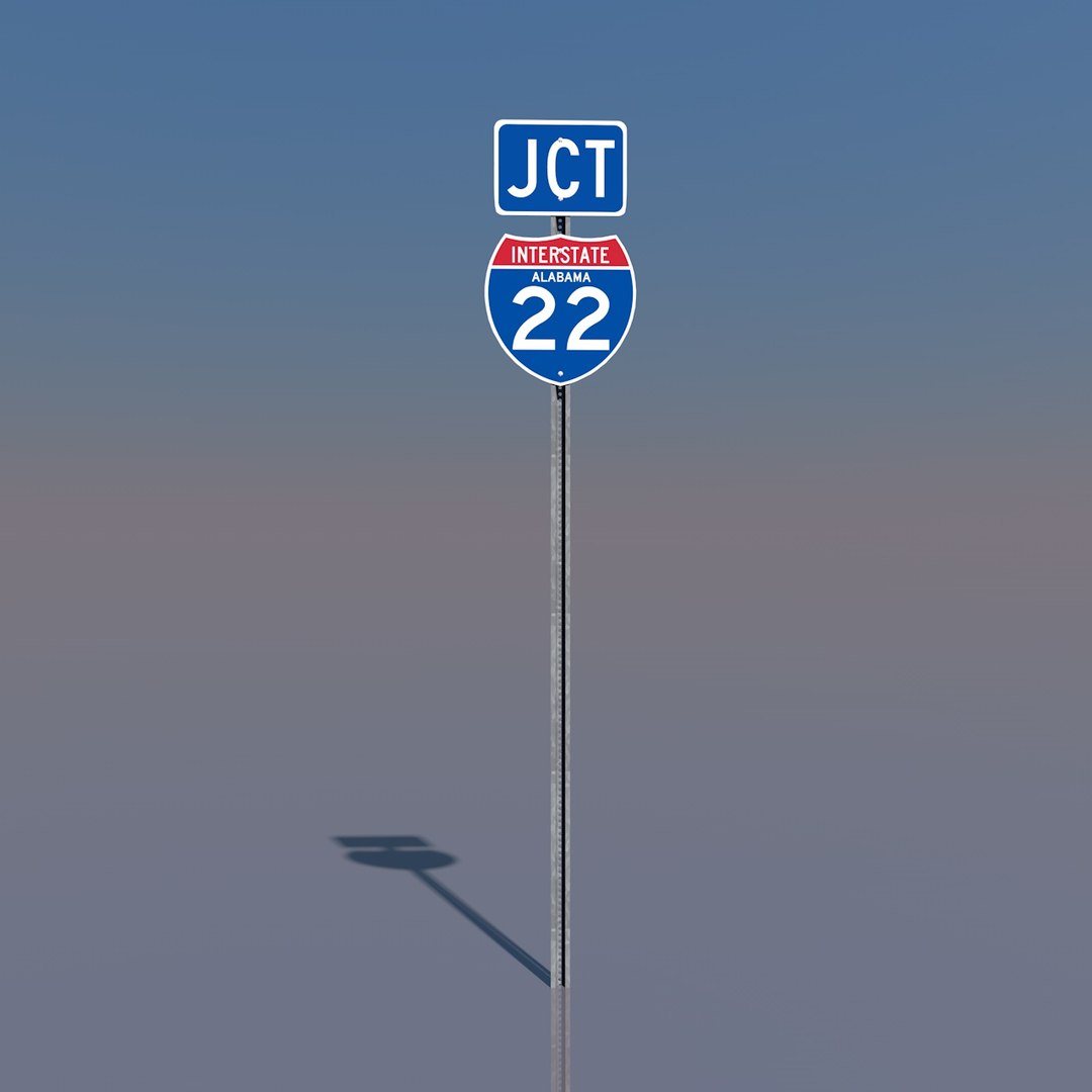 Interstate 22 Signs Alabama 3d C4d