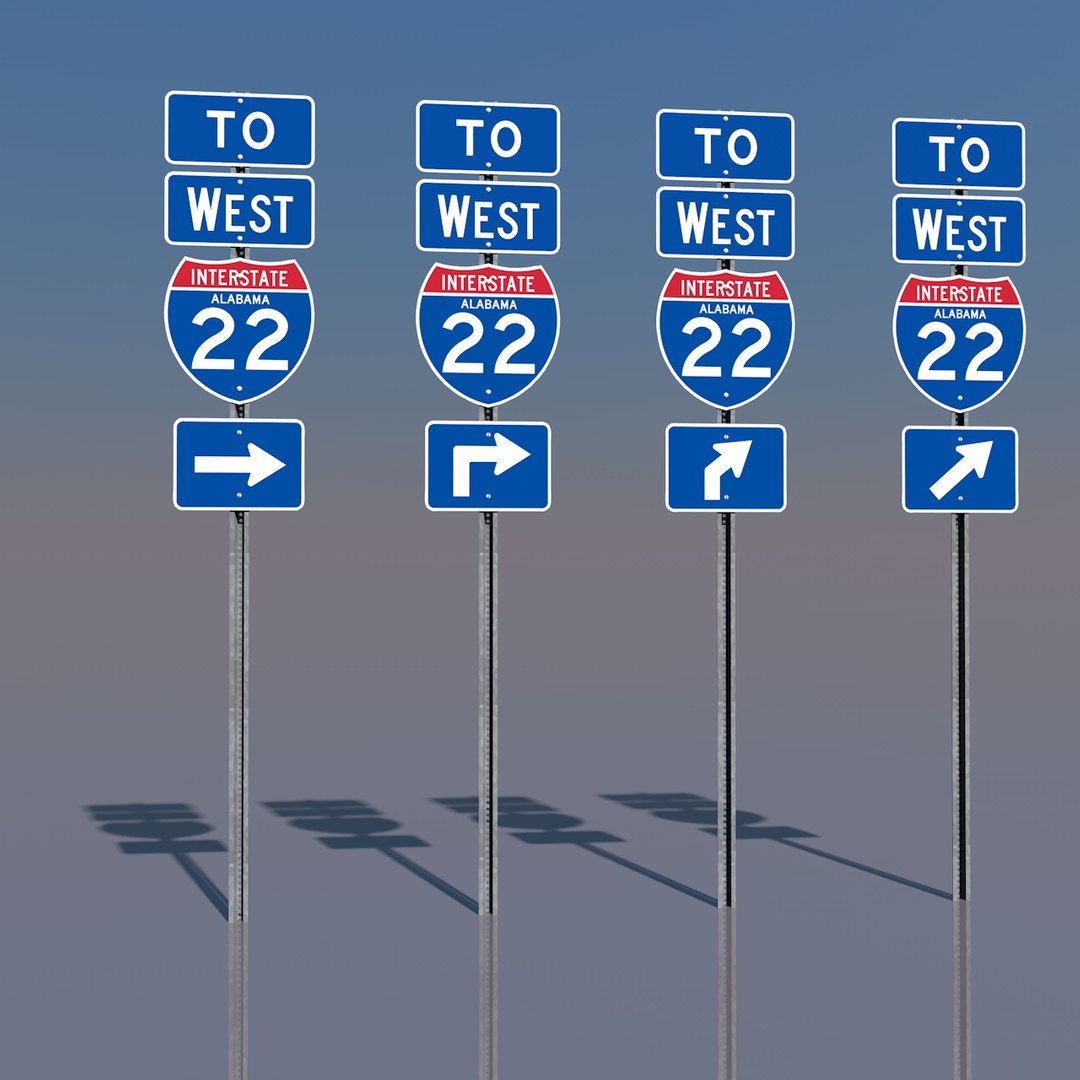 Interstate 22 Signs Alabama 3d C4d