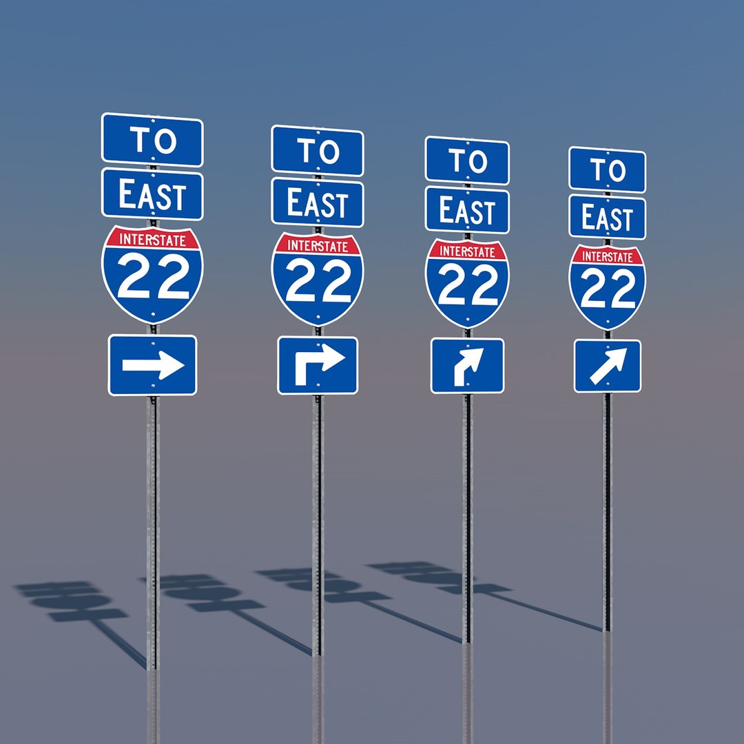 Interstate 22 Signs Alabama 3d C4d