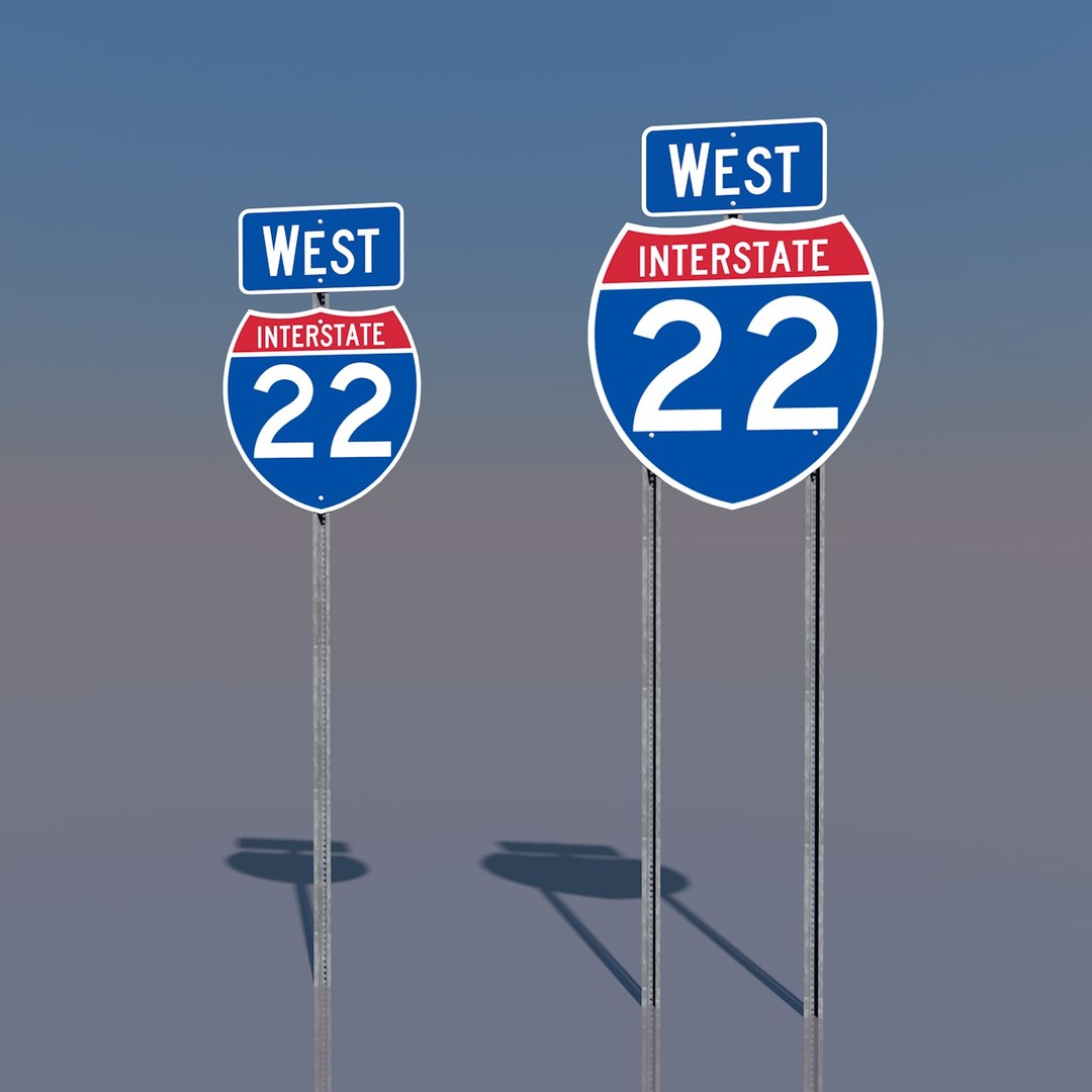 Interstate 22 Signs Alabama 3d C4d