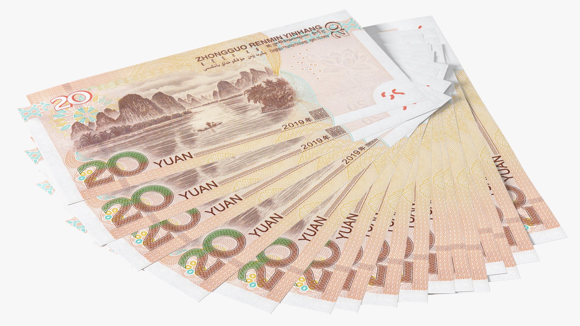 3D Fan Of Chinese 20 Yuan 2019 Banknotes Model - TurboSquid 1747738