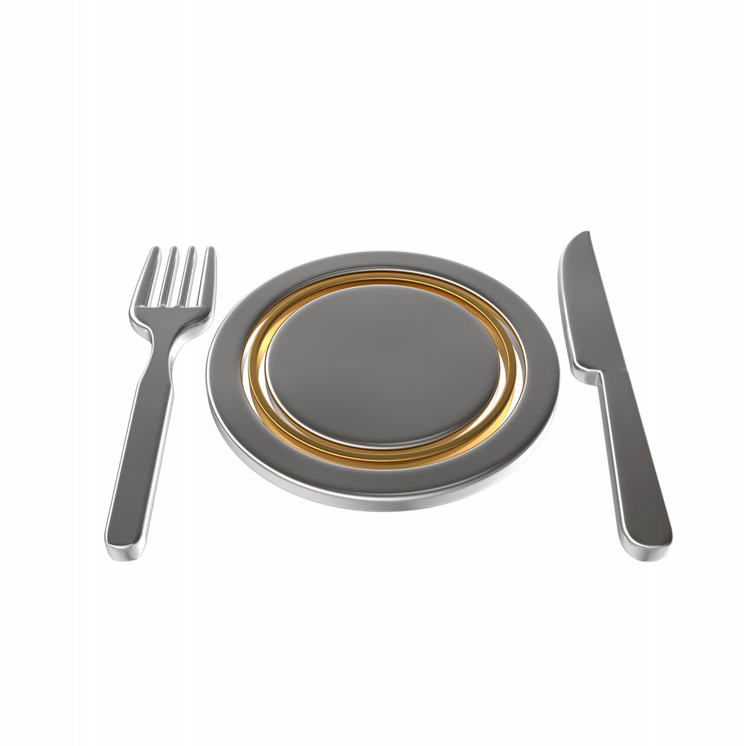 Dinner Plate Symbol Silver 3D - TurboSquid 2316600