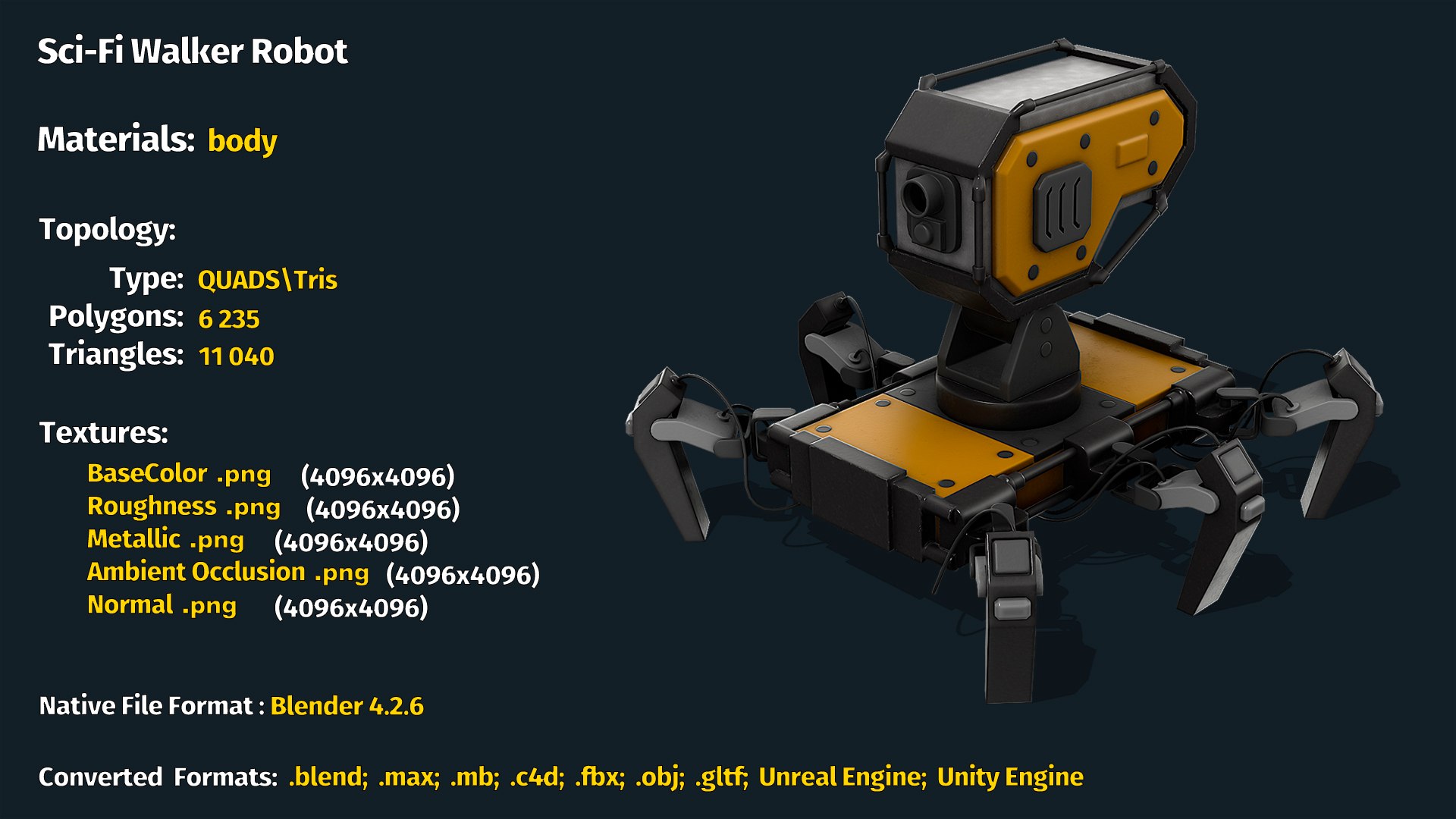 Sci-Fi Walker Robot 3D Model - TurboSquid 2357493