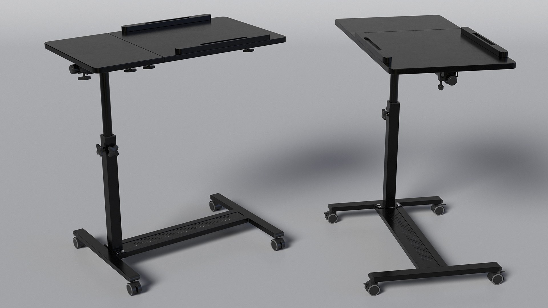 Overbed Bedside Table With Rolling Wheels Black 3D - TurboSquid 2148983