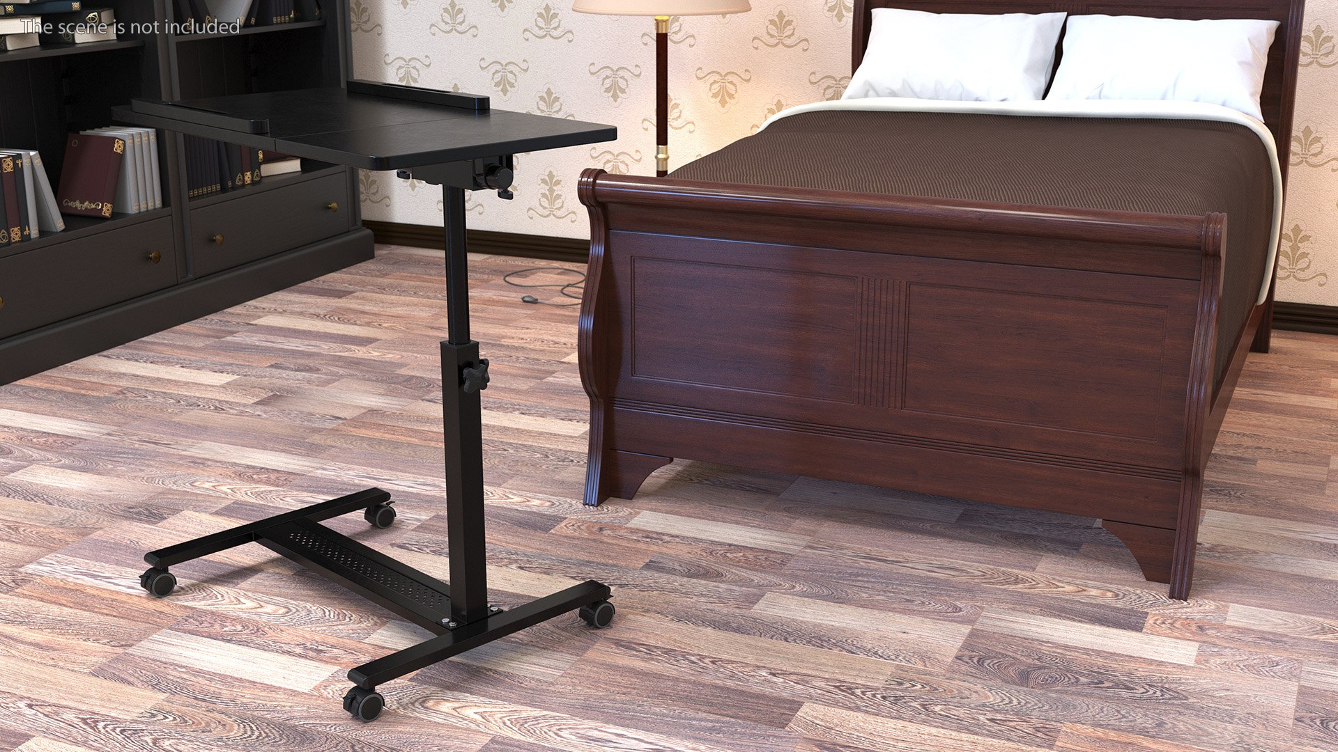 Overbed Bedside Table With Rolling Wheels Black 3D - TurboSquid 2148983