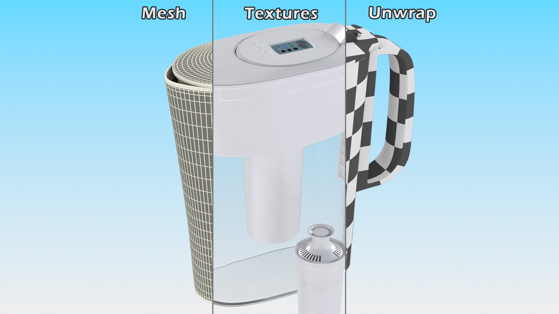 3D White Water Pitcher with Filter - TurboSquid 1975666