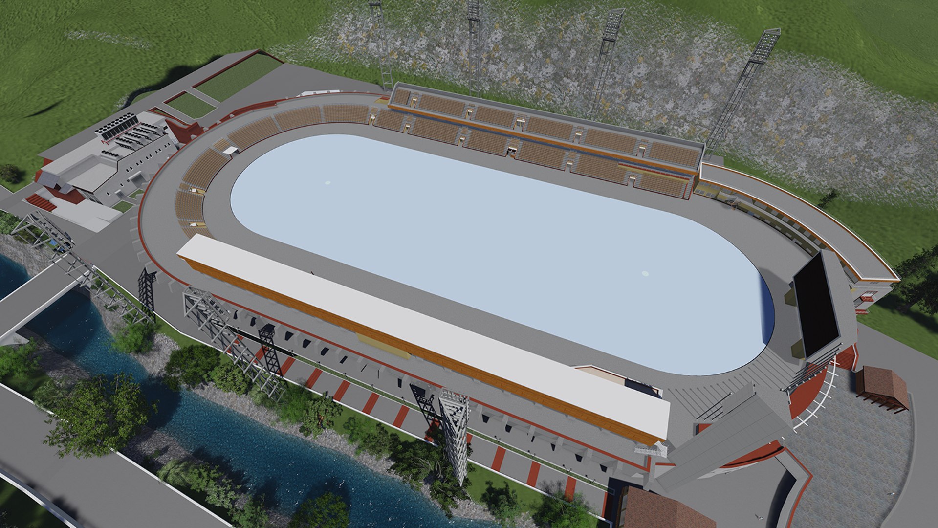 Medeu Rink Ice 3D Model - TurboSquid 1274796