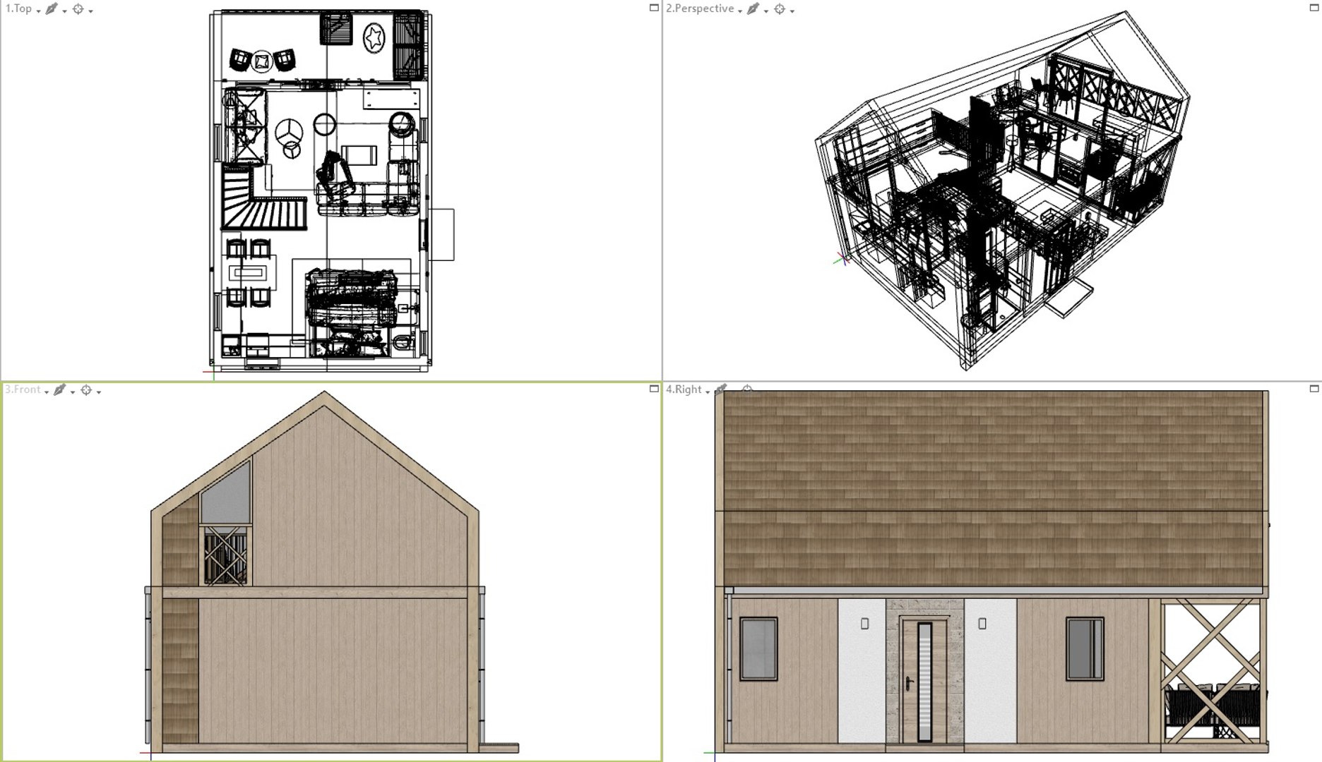 3D Alpine Style House Bungalow Chalet basic blue print plans model - TurboSquid 2004883