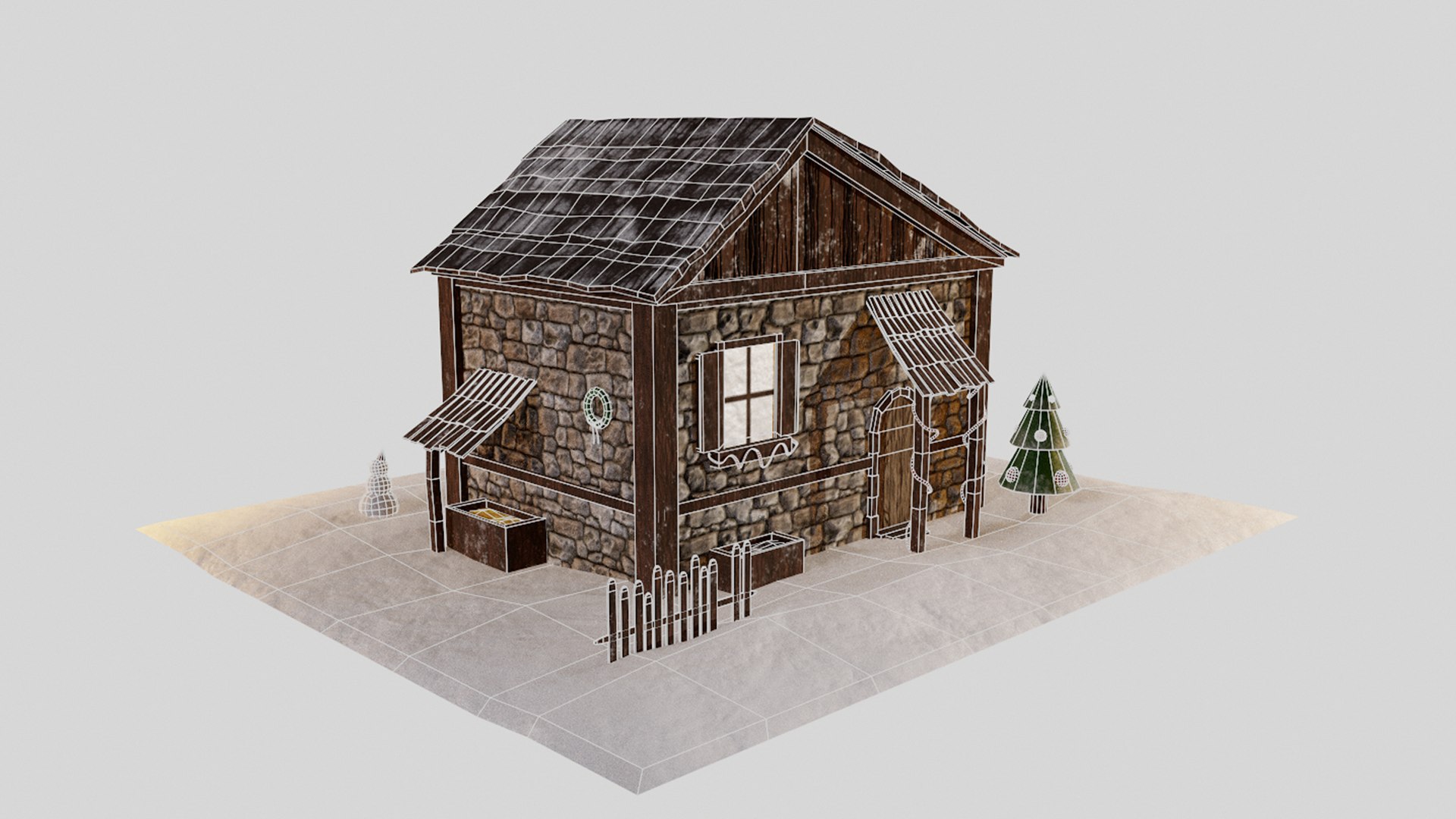 3D Decorated winter house - TurboSquid 1996149