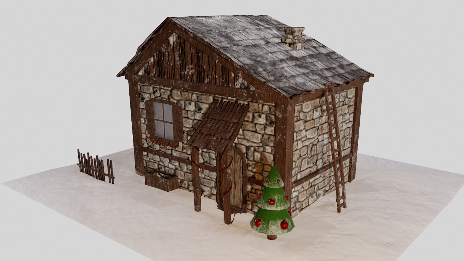3D Decorated winter house - TurboSquid 1996149