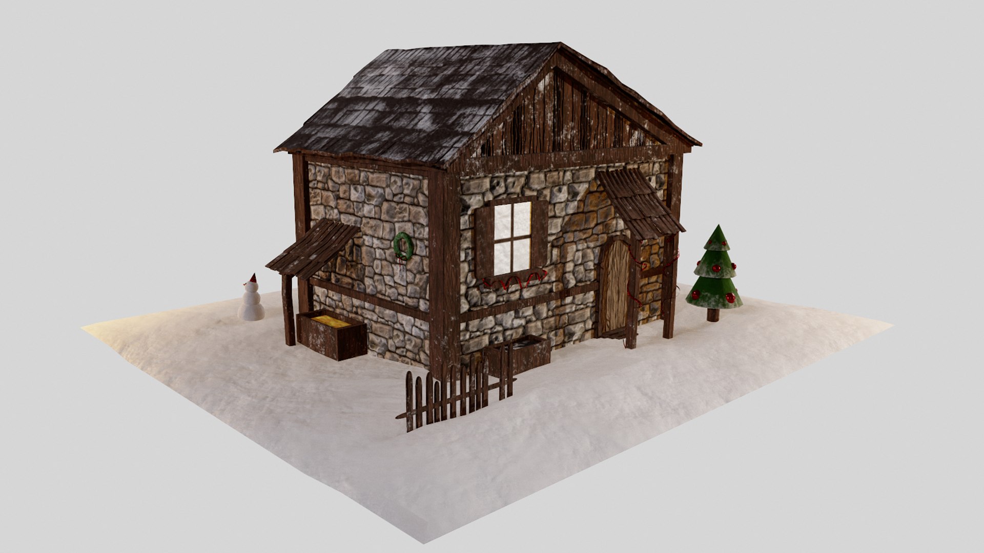 3D Decorated winter house - TurboSquid 1996149