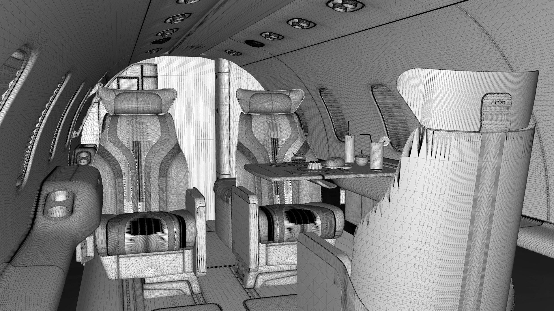 3D Learjet Streamline Concept Interior And Private Jet Seats Model ...
