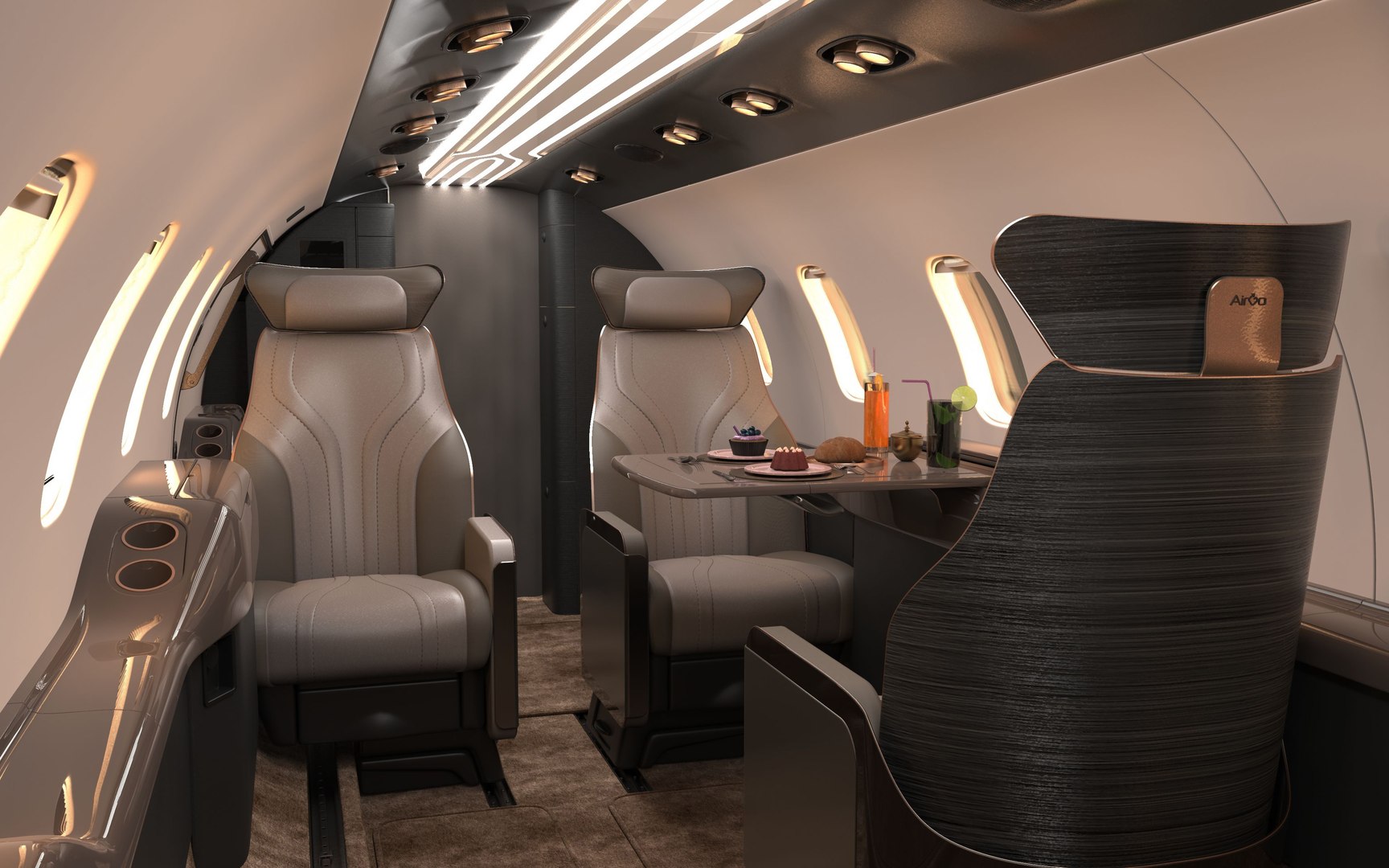 3D Learjet Streamline Concept Interior And Private Jet Seats Model ...