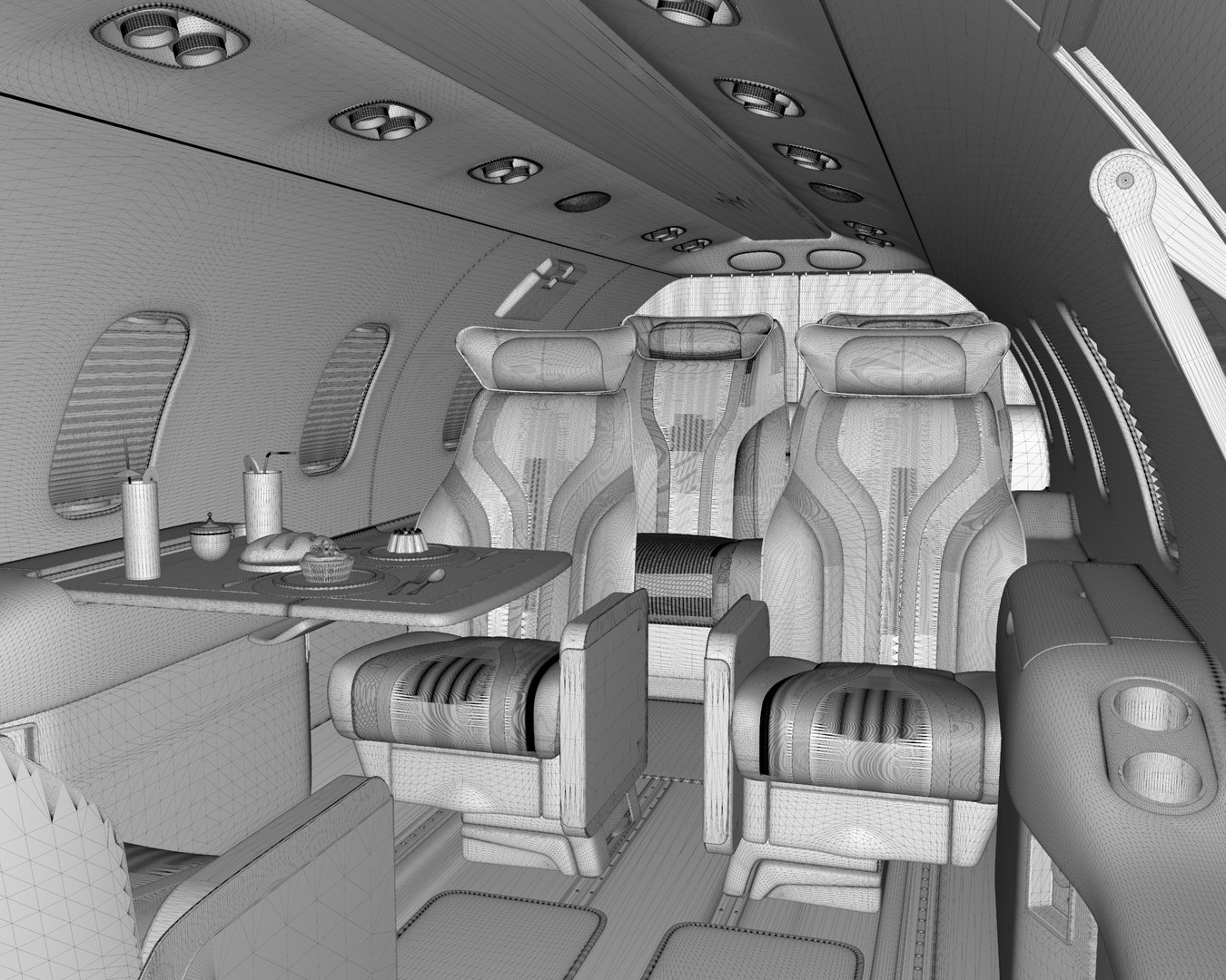 3D Learjet Streamline Concept Interior And Private Jet Seats Model ...