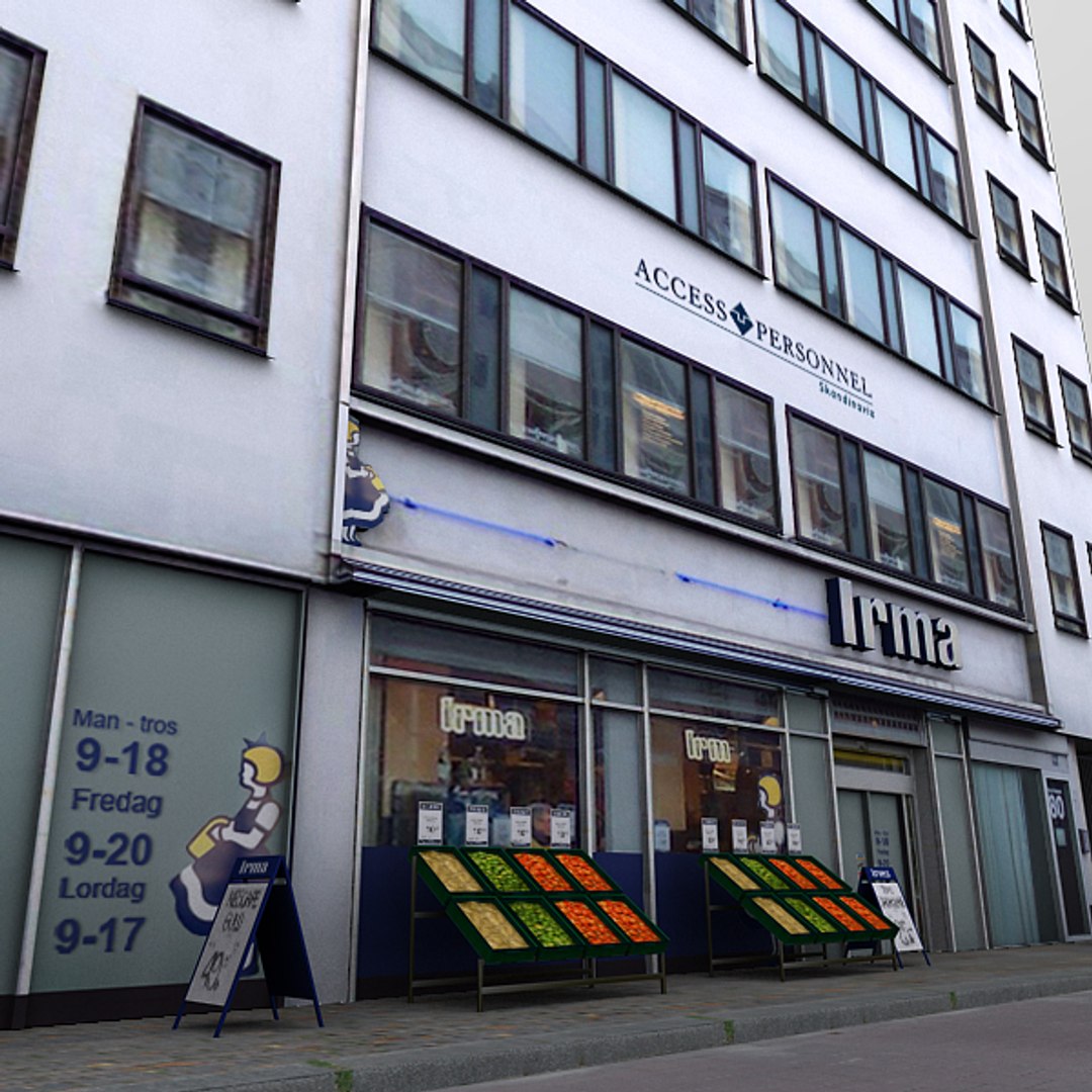 3d Photorealistic Copenhagen Supermarket Building Model