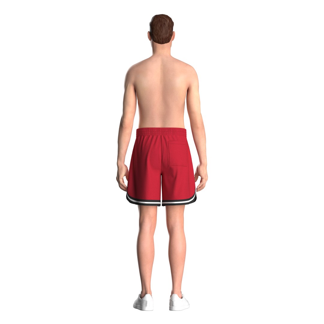 3D Mens Red Basketball Mesh Shorts With Rib-knit Detailing in the ...