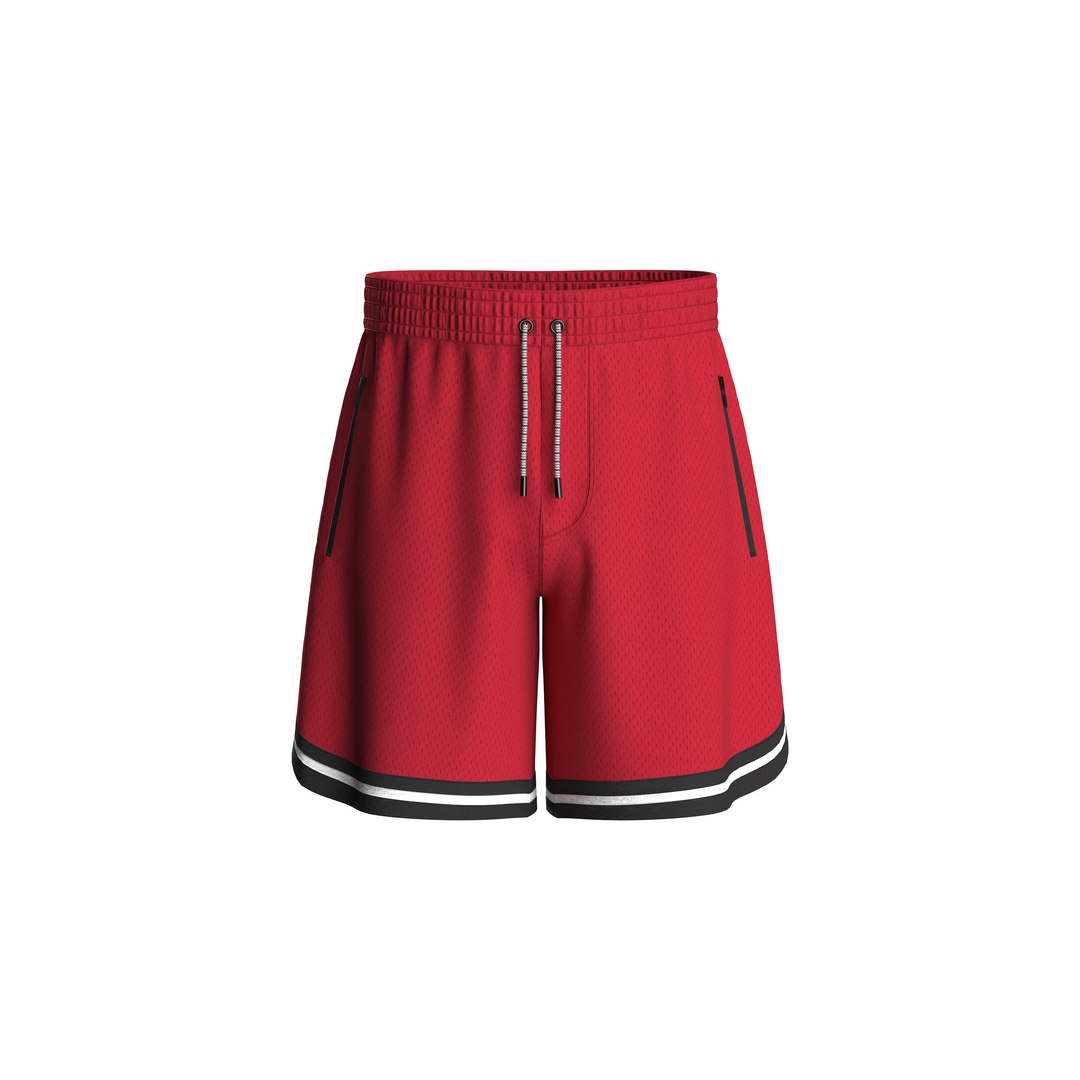 3D Mens Red Basketball Mesh Shorts With Rib-knit Detailing in the ...