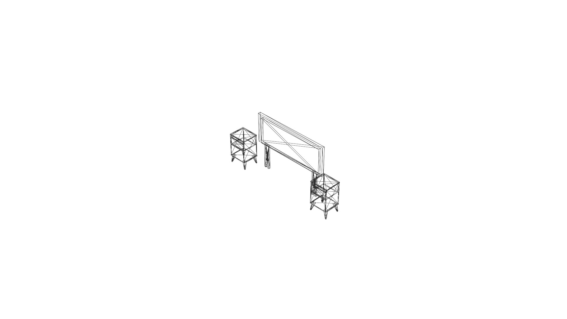 3D Model Contemporary Bed Headboard With Nightstands - TurboSquid 2358714