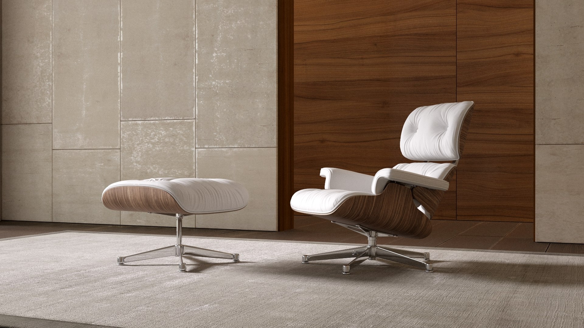 3D Lounge Chair And Ottoman White Colors - TurboSquid 1856013