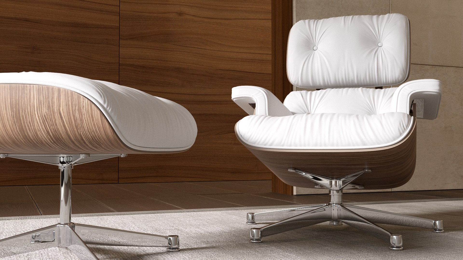 3D Lounge Chair And Ottoman White Colors - TurboSquid 1856013