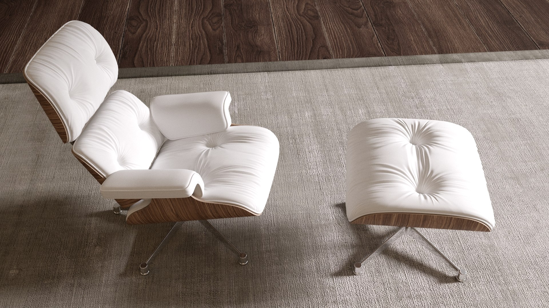 3D Lounge Chair And Ottoman White Colors - TurboSquid 1856013