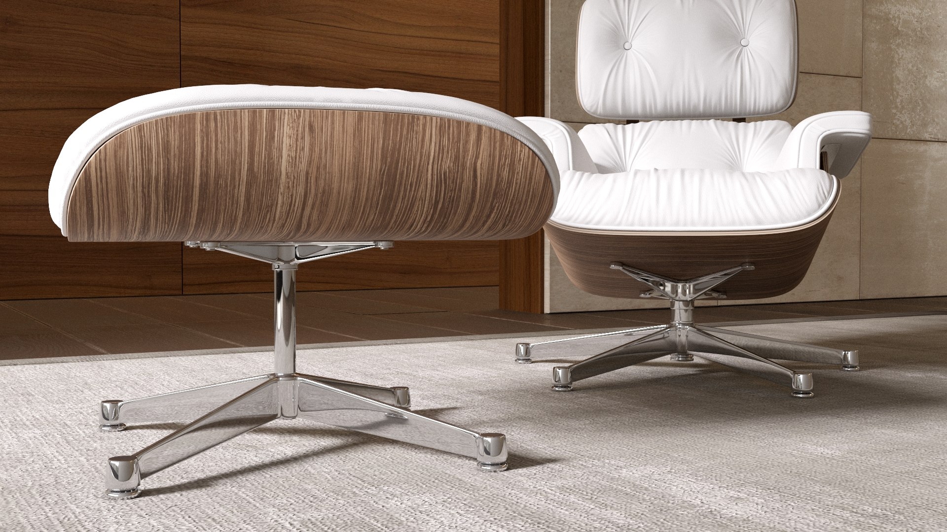 3D Lounge Chair And Ottoman White Colors - TurboSquid 1856013