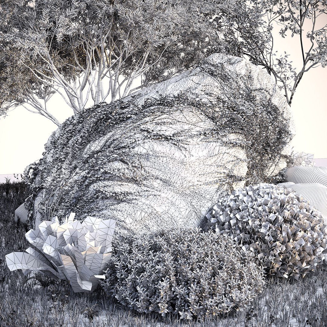 3D Model Rocks Plants Combination - TurboSquid 2082528