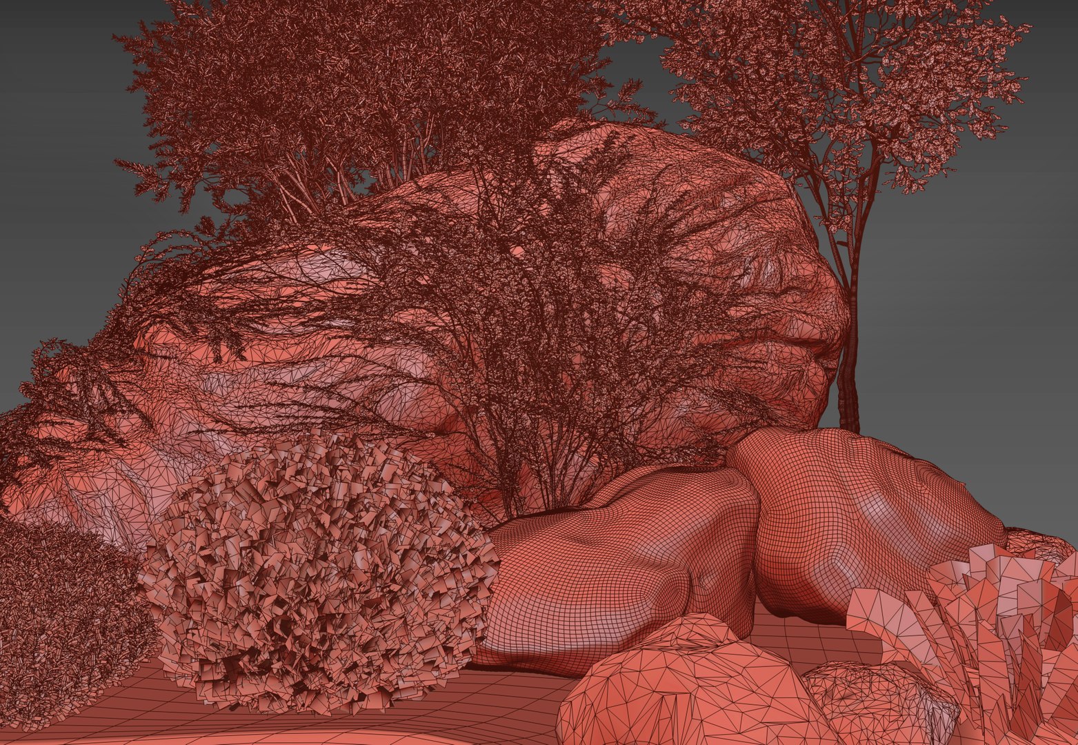 3D Model Rocks Plants Combination - TurboSquid 2082528