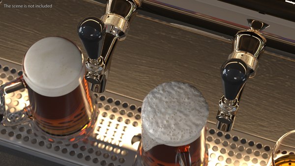 Rail draft brass beer tower 3D model - TurboSquid 1683605