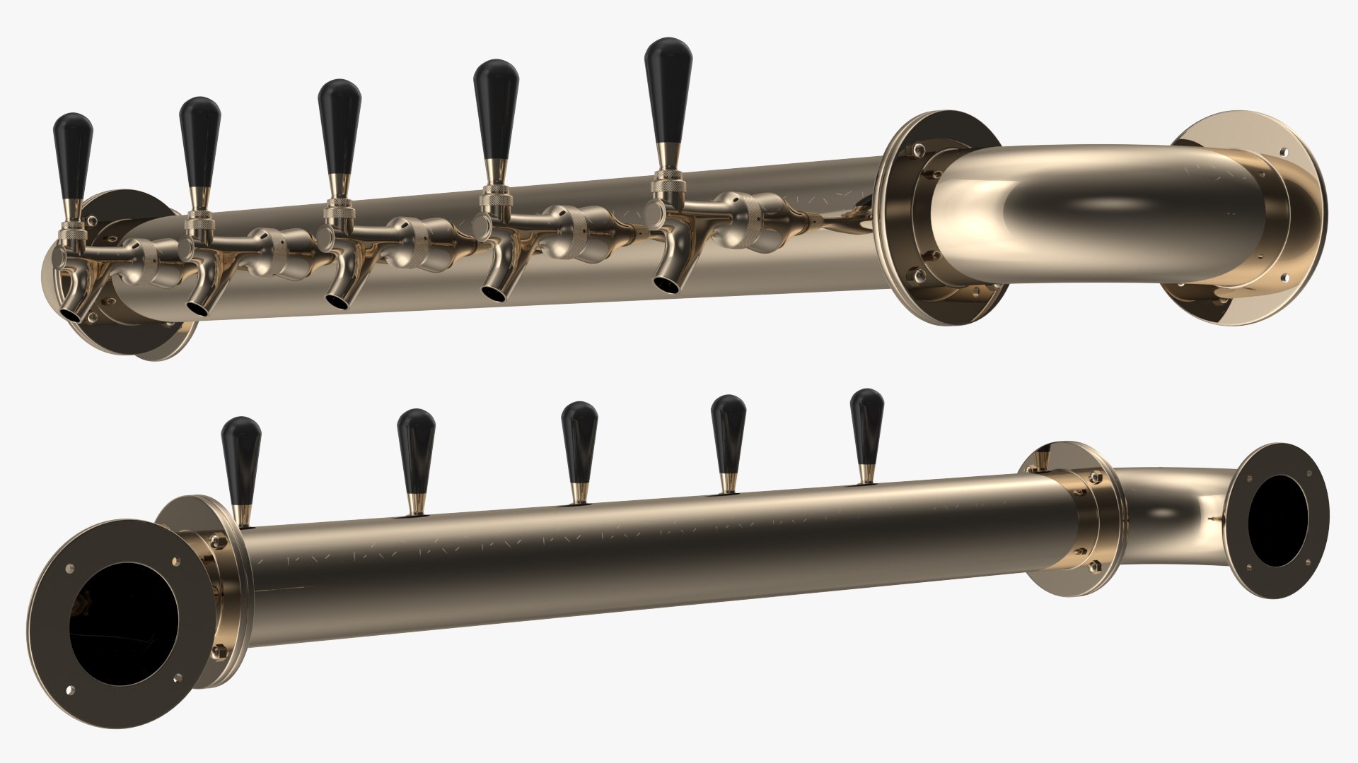 Rail draft brass beer tower 3D model - TurboSquid 1683605