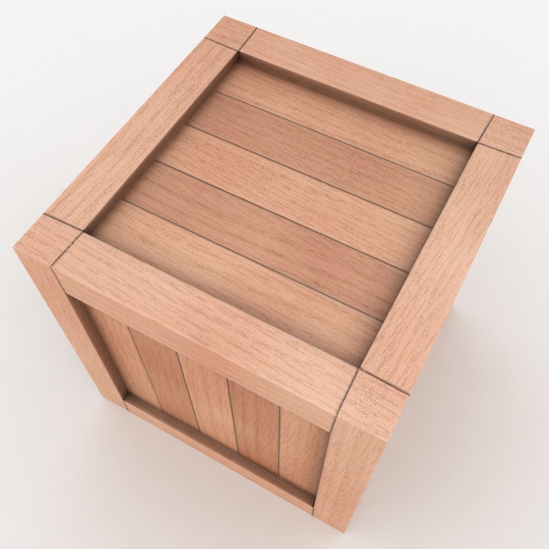 Realistic Wooden Box 01 3d Model