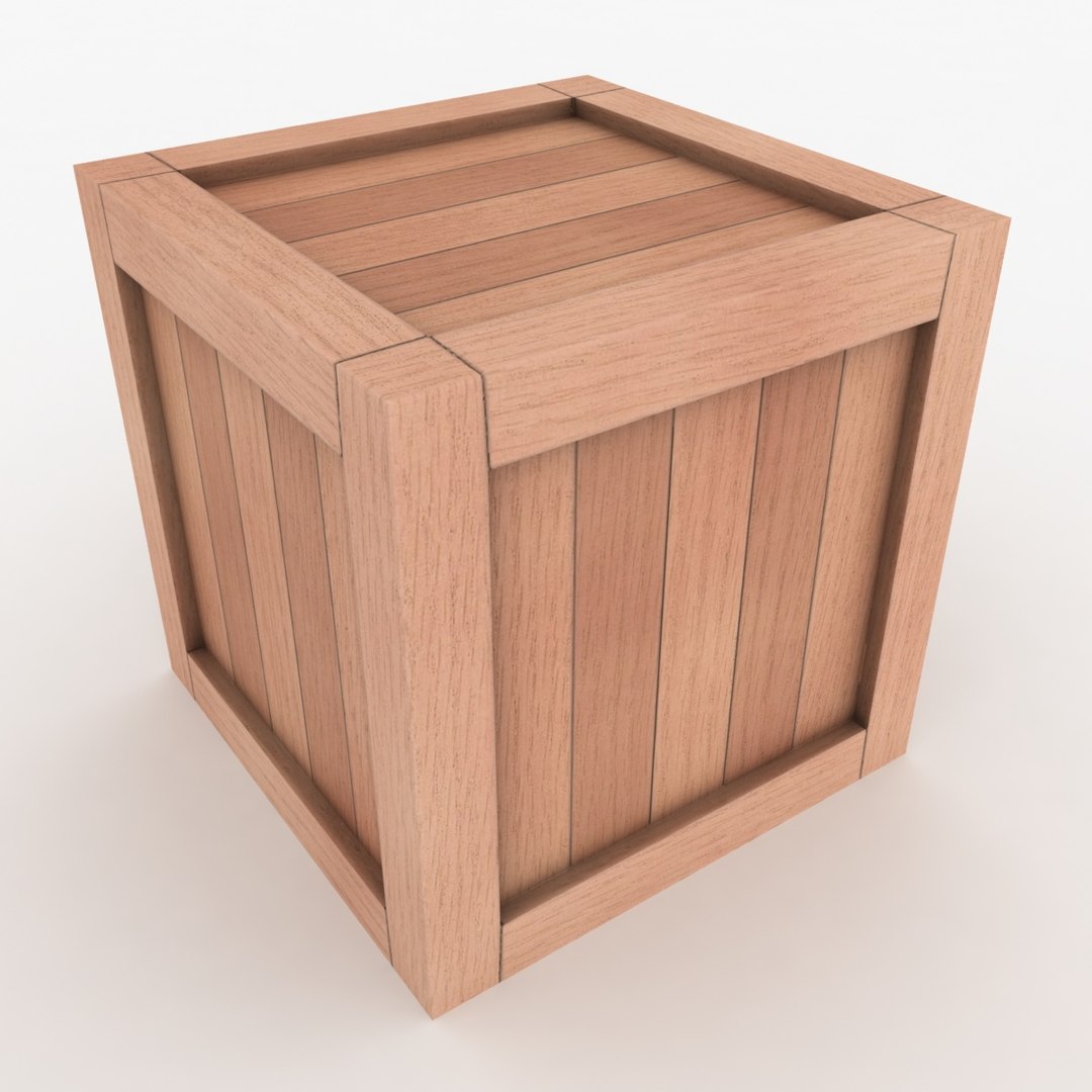 Realistic Wooden Box 01 3d Model