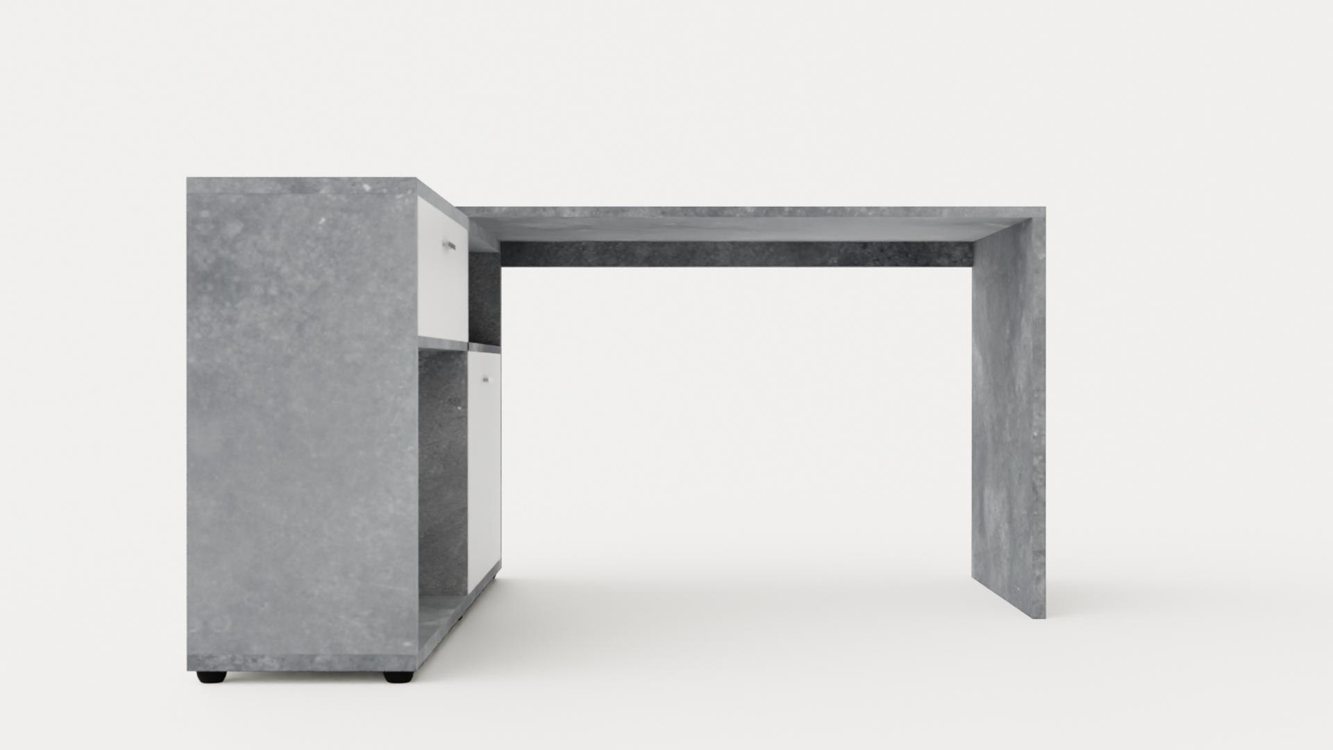 Diego Desk 138 Cm With Adjustable Shelf White Concrete 3D Model ...