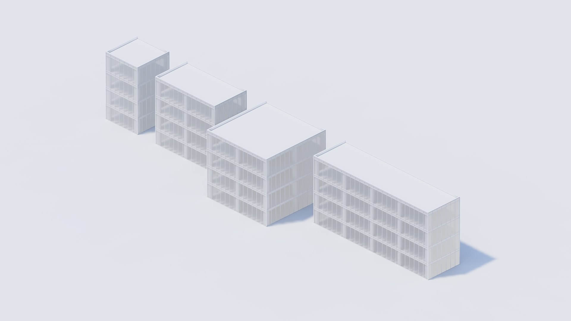 3D Model 4types Simple Building S Size - TurboSquid 1847445