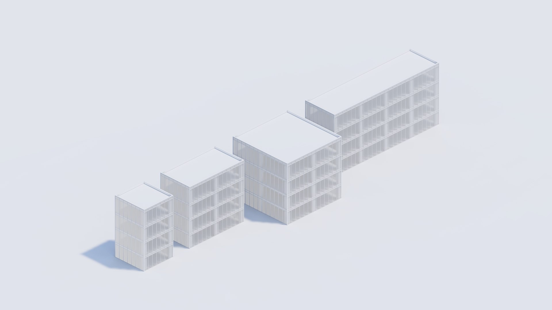 3D Model 4types Simple Building S Size - TurboSquid 1847445