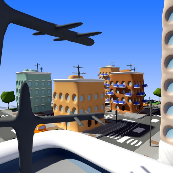 cartoon city building blocks 3d max
